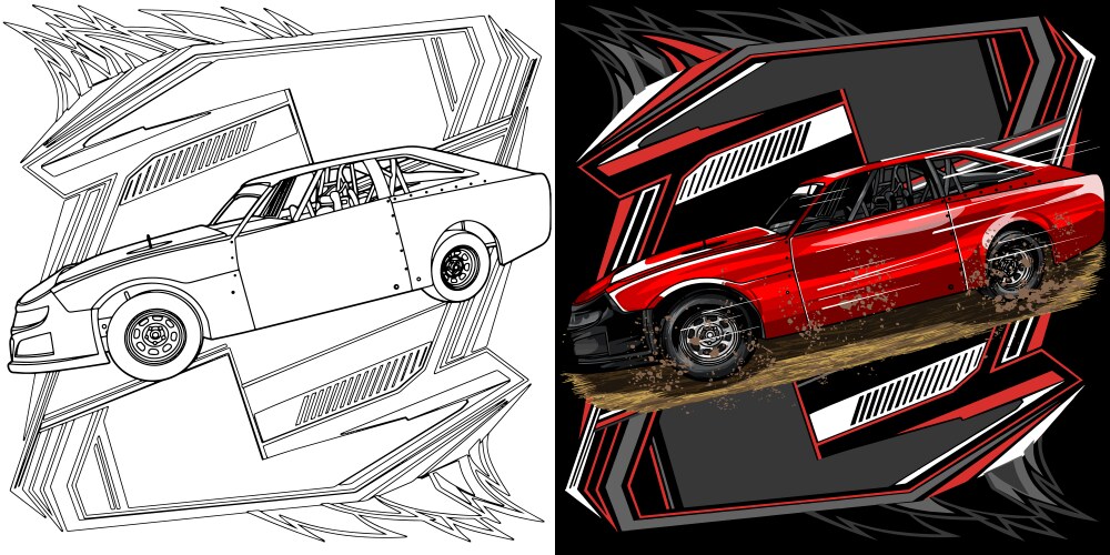 Yellow drag racing car with grey strip Royalty Free Vector