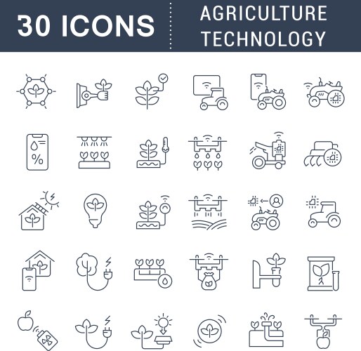 Big agriculture icons set Royalty Free Vector Image