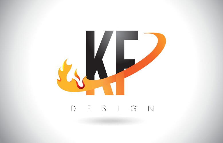 Kf k f letter modern logo design with yellow Vector Image