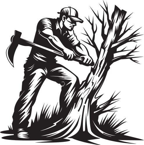 Axe wielding warrior badge arboreal avenger crest Vector Image