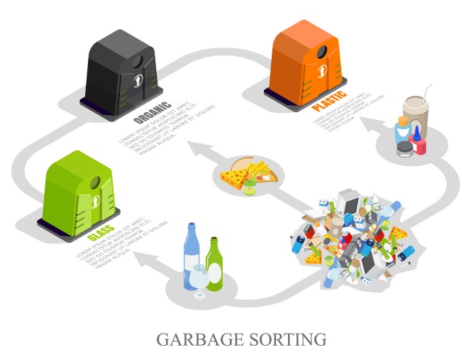 Waste sorting different types garbage paper Vector Image