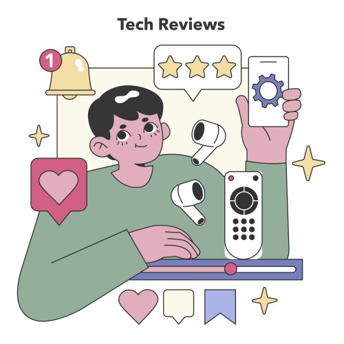 Tech reviews theme flat Royalty Free Vector Image