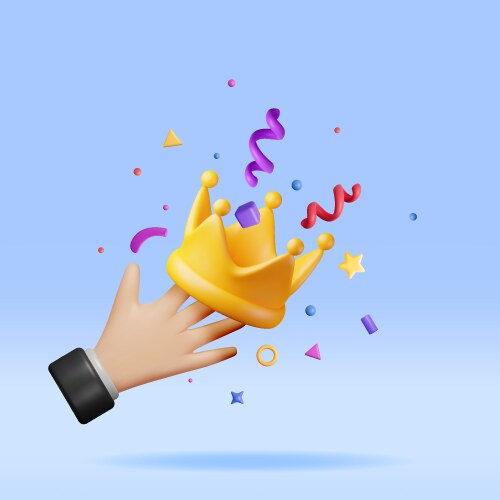 3d golden crown wheel cannon shield cannonball Vector Image