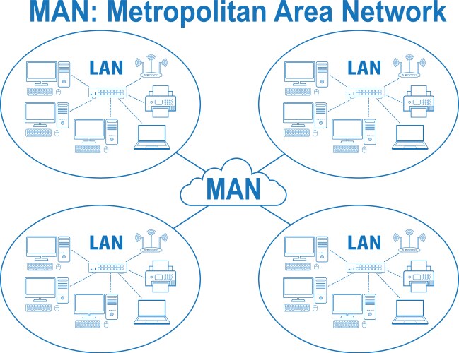 Wan is wide area network diagram icon Royalty Free Vector