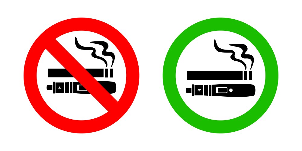 No smoking vaping and area sign set Royalty Free Vector