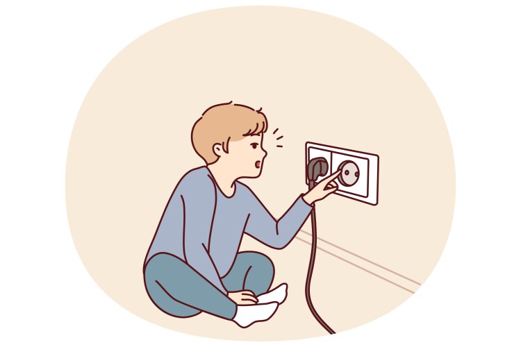 Man sticks fingers into socket and gets electric Vector Image