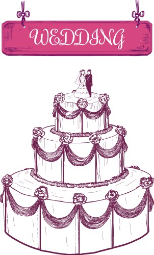 Wedding cake cartoon Royalty Free Vector Image