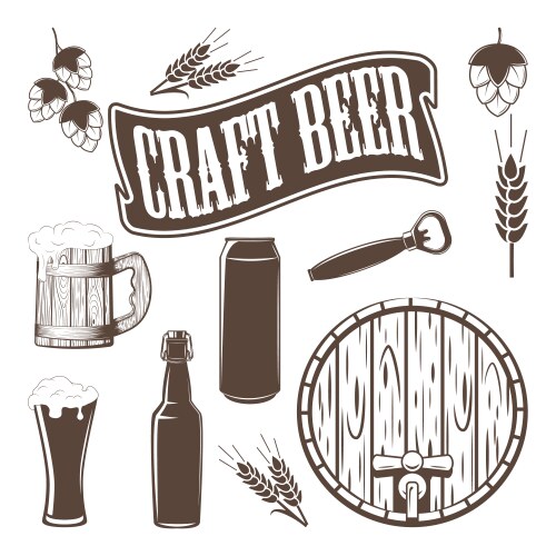 Beer and brewery icon set Royalty Free Vector Image
