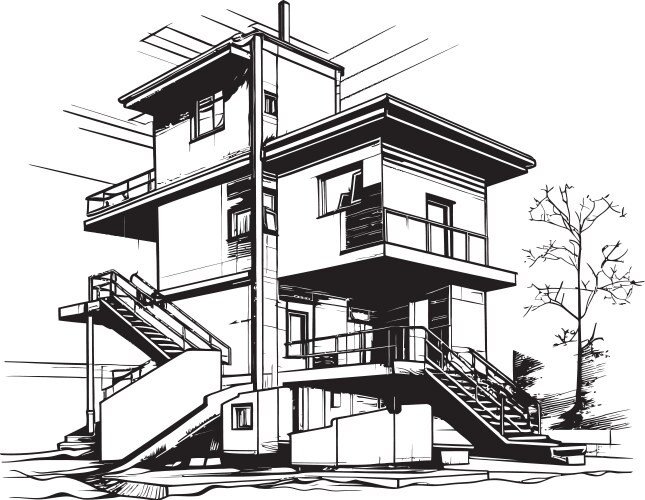 Architectural Drawing Building Elevation Plan Vector Images (over 180)