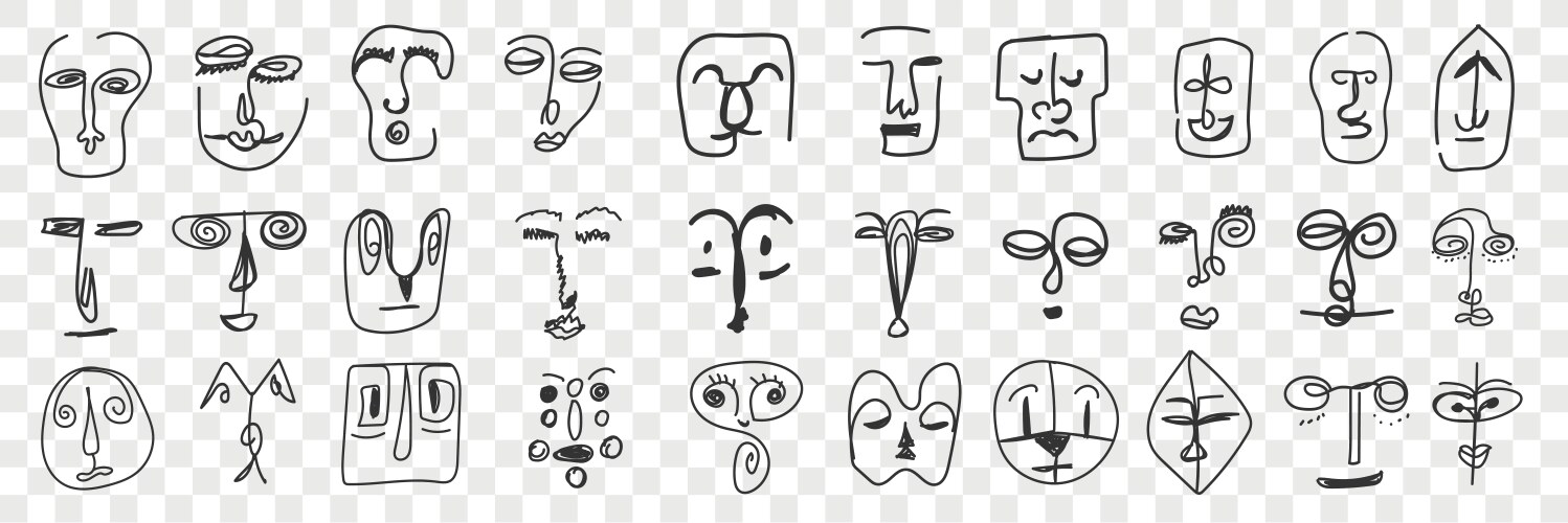 Faces doodle set Royalty Free Vector Image - VectorStock