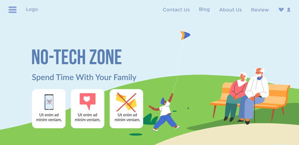 No-tech zone landing page template technology Vector Image