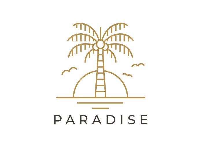 Palm tree logo with line design Royalty Free Vector Image