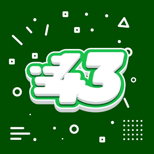 Number 43 3d speed icon Royalty Free Vector Image
