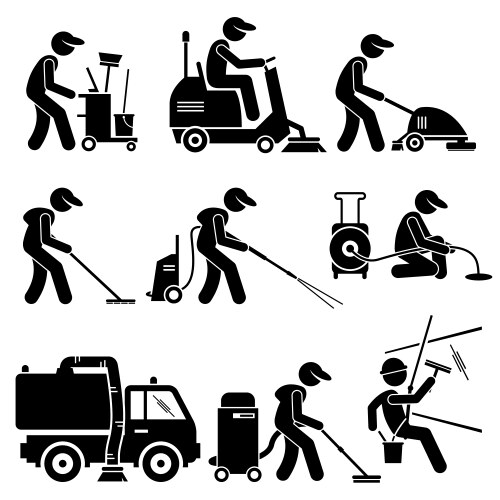 Cleaning black icon set Royalty Free Vector Image