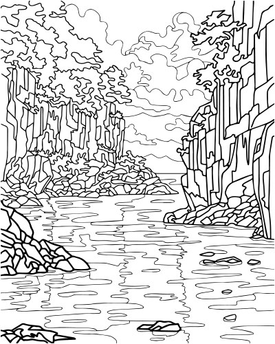 River Landscape Coloring Pages Sketch Coloring Page