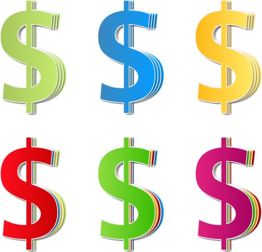 Golden currency symbols volume 3d signs Royalty Free Vector