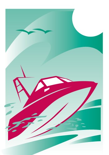 Shark on speed boat with ocean wave Royalty Free Vector