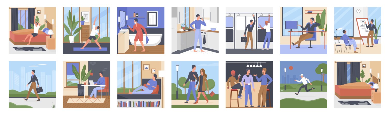 College daily routine banners set Royalty Free Vector Image