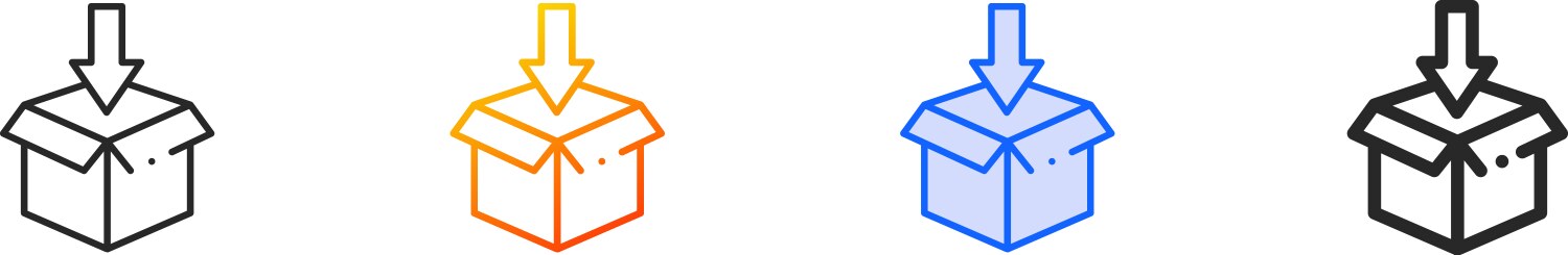 Box iconthin linear gradient blue stroke and bold Vector Image