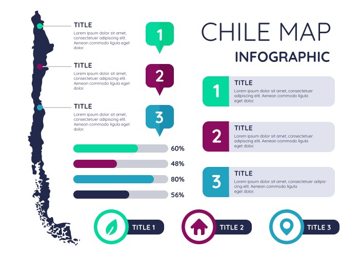 Linear chile map infographic Royalty Free Vector Image