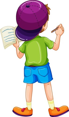 Cartoon schoolboy writing on blackboard Royalty Free Vector