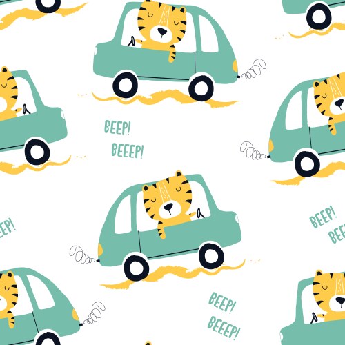 Hand drawing building truck seamless Royalty Free Vector