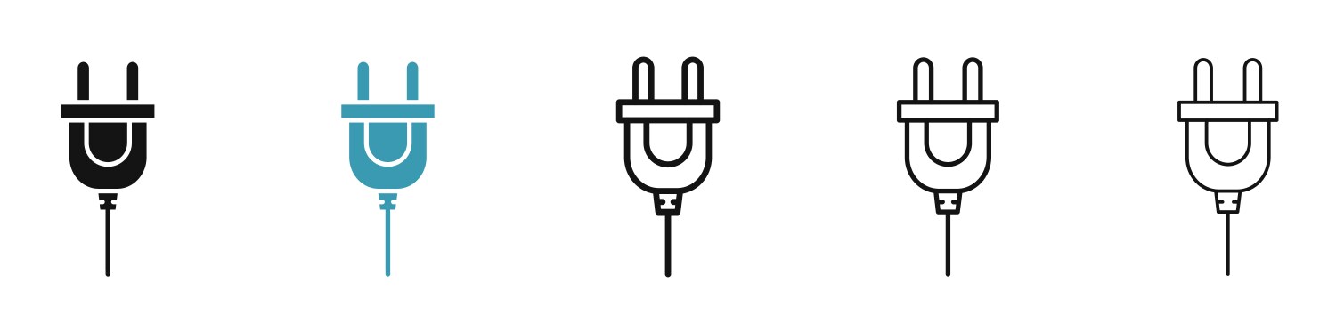 Plug connection icon set in black and blue colors Vector Image