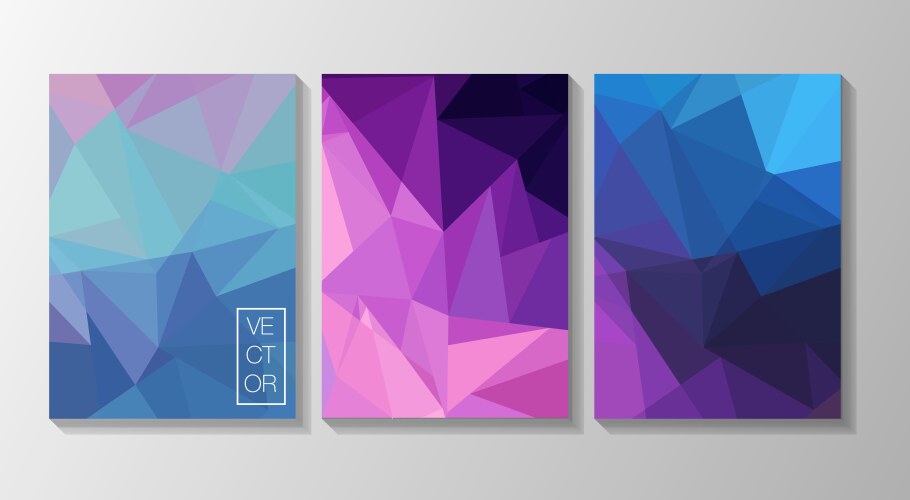 Triangle composition poster background set Vector Image