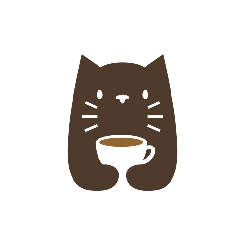 Cat coffee cup logo icon Royalty Free Vector Image