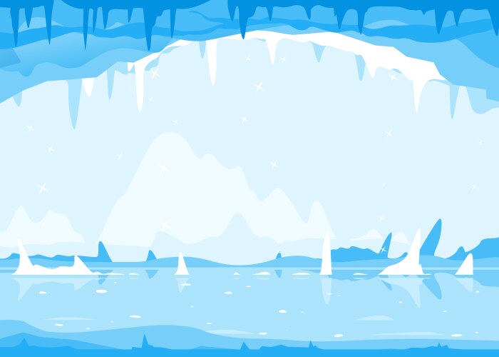 Cartoon winter landscape with iceberg and ice Vector Image
