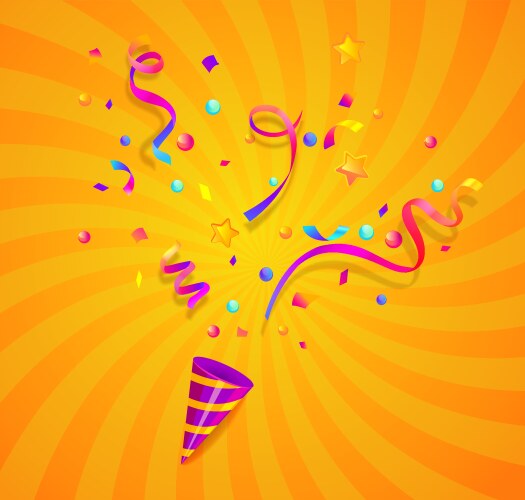 Party cracker with confettiserpentine sparkles Vector Image