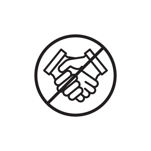 No handshake sign icon set forbidden shake hand Vector Image