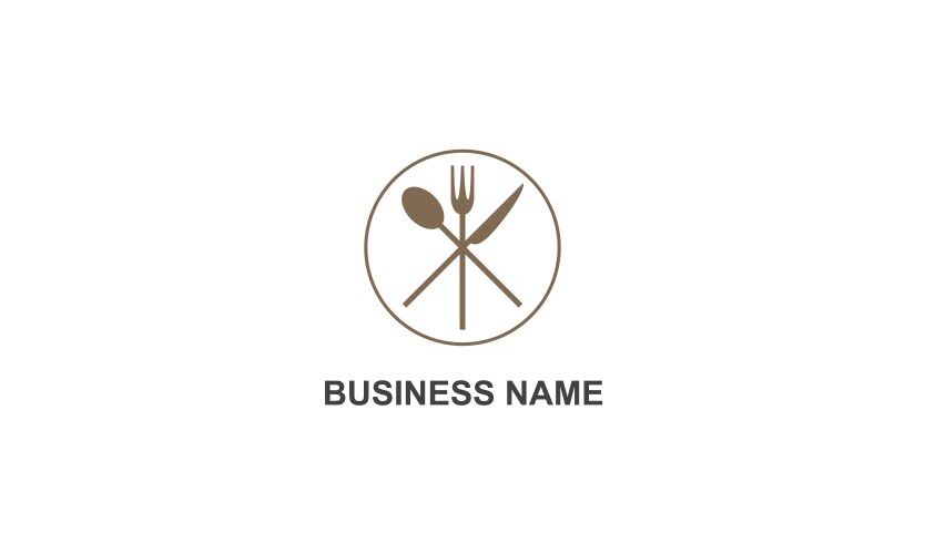 Food logo with fork knife and spoon Royalty Free Vector