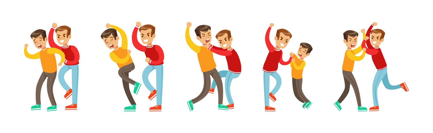 Two boys fist fighting and beating each other Vector Image