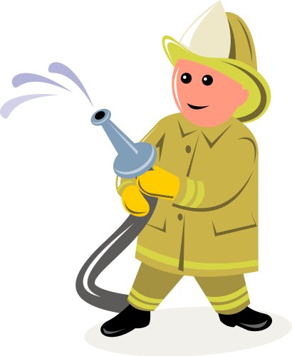 Cute cartoon boy fireman Royalty Free Vector Image