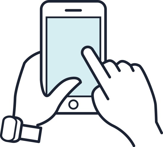 Hand holding phone digital communication line art Vector Image