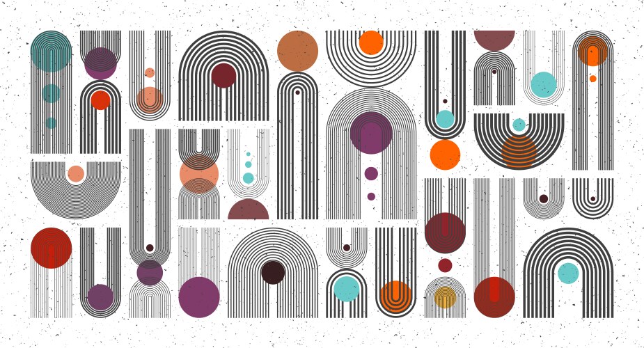 Mid century modern pattern geometric shapes Vector Image