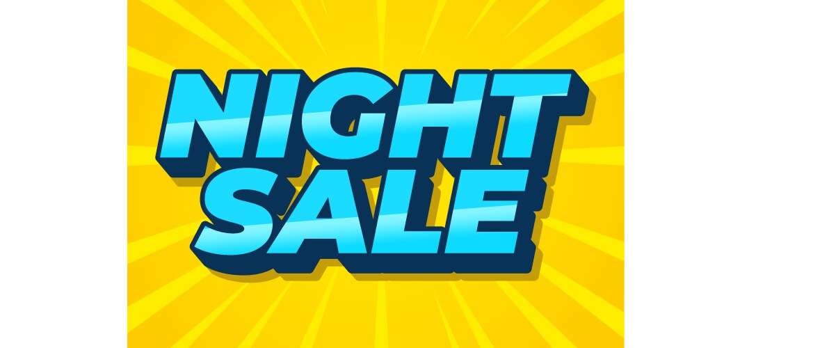Night sale text effect design in 3d look Vector Image
