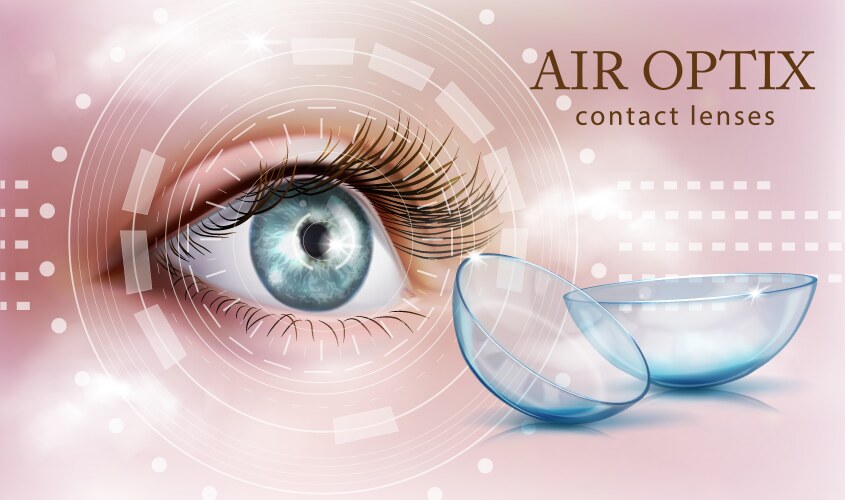 Human eye contact lenses ophthalmology Royalty Free Vector