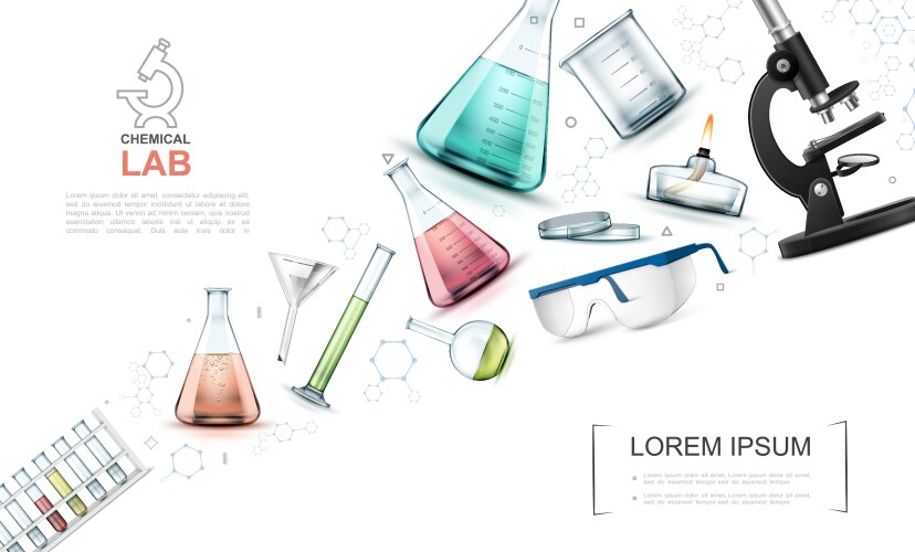 Realistic chemical laboratory template Royalty Free Vector