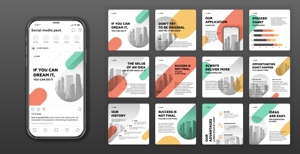 Social media post templates set Royalty Free Vector Image