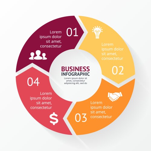 Cycle diagram with 4 parts options Royalty Free Vector Image