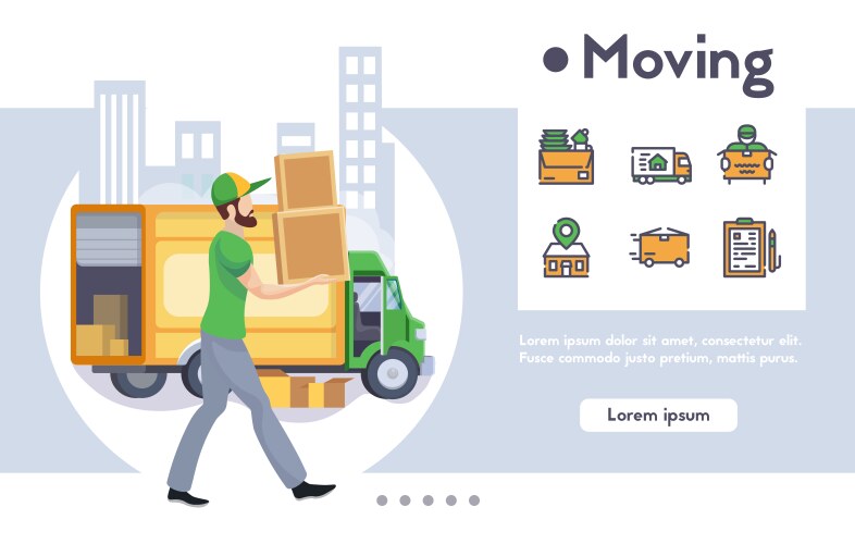 Moving flat set Royalty Free Vector Image - VectorStock