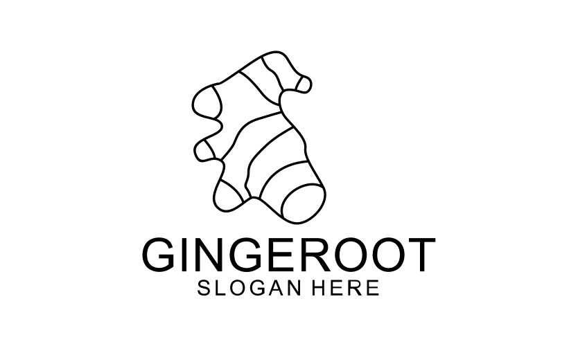 Ginger root logo round linear logo of ginger Vector Image