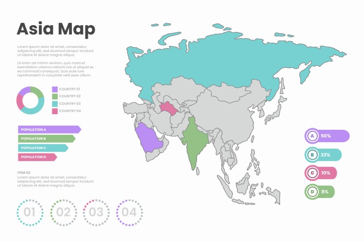 Hand drawn asia map infographic Royalty Free Vector Image
