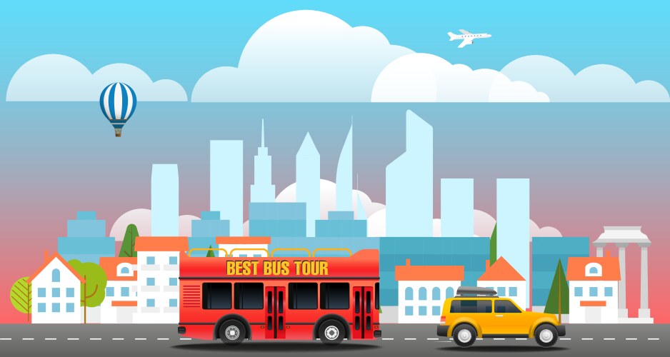 City downtown in summer Royalty Free Vector Image