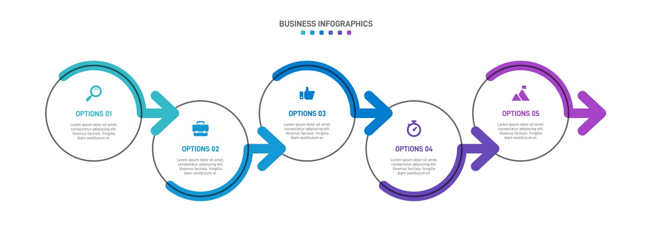 Horizontal progress bar featuring 5 arrow-shaped Vector Image