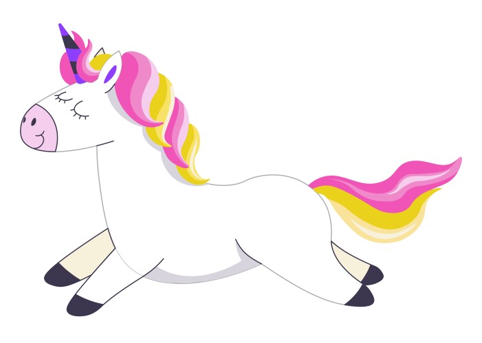 Cute unicorn cartoon running Royalty Free Vector Image