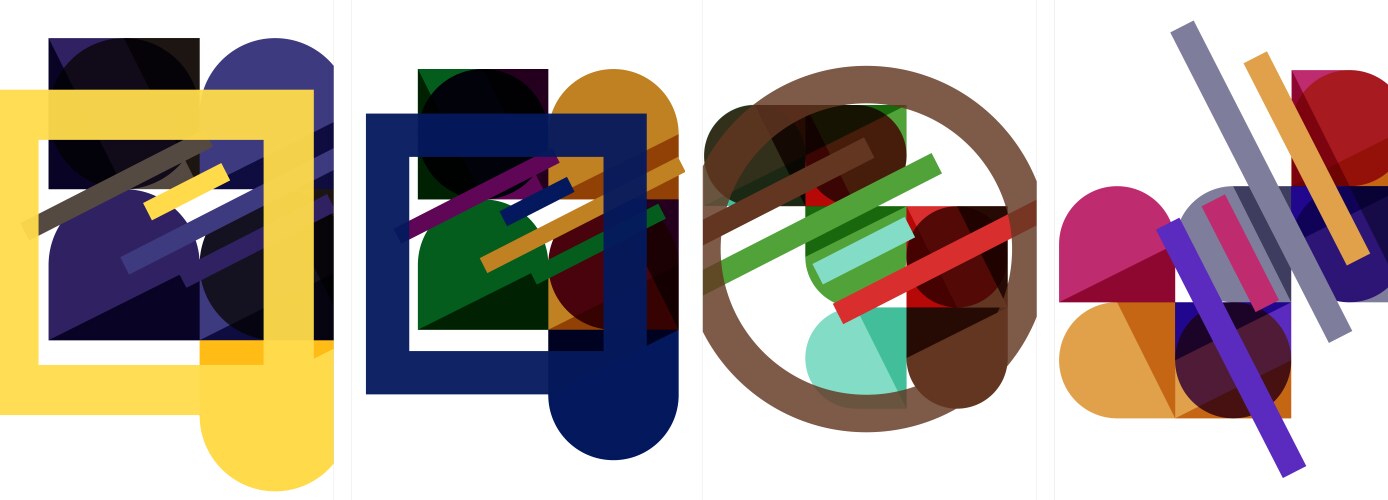 Square and round shape geometric poster set Vector Image