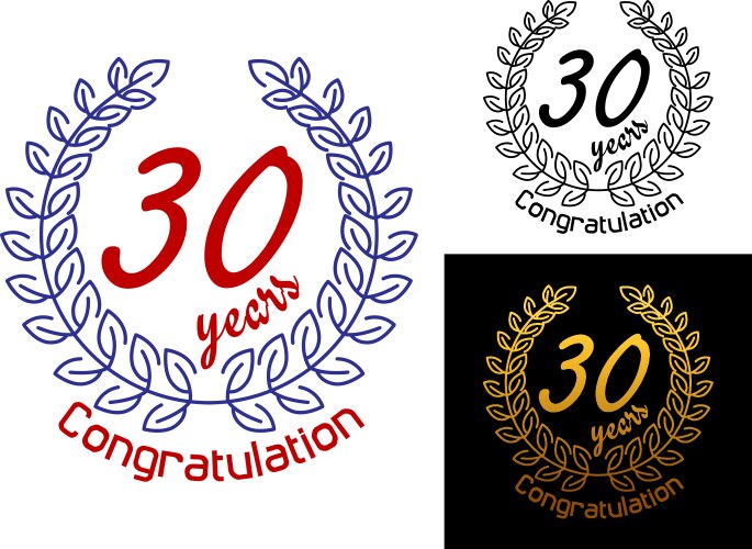 30 years anniversary wreaths Royalty Free Vector Image